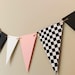 Pink Checkered Flag Racing Pennant Banner, Pink Girl Baby Girl Shower ...