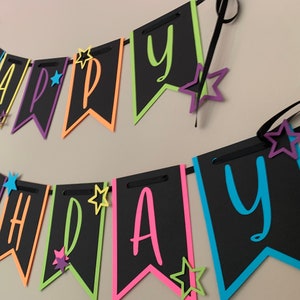 Neon Birthday Banner, Neon Party Decorations, Glow in the Dark Birthday ...