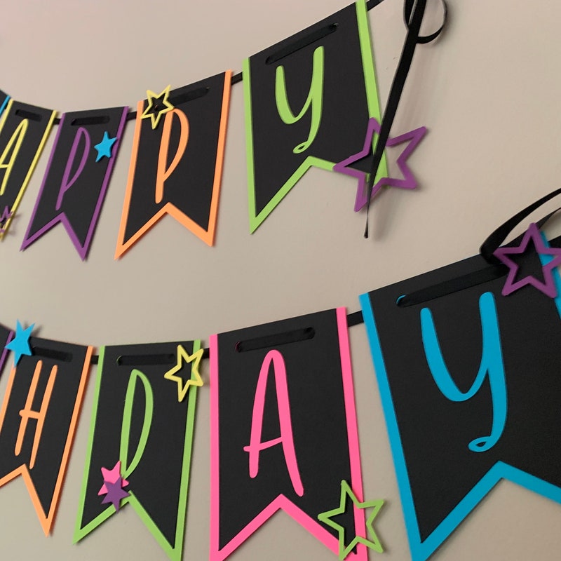 Neon Birthday Banner - Etsy