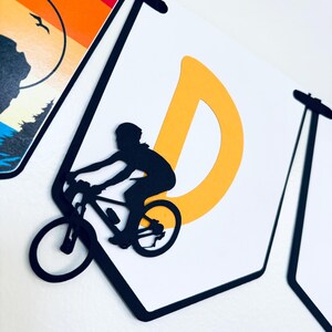 MTB Birthday Decorations, Mountain Bike Name Banner, Full Face Helmet ...