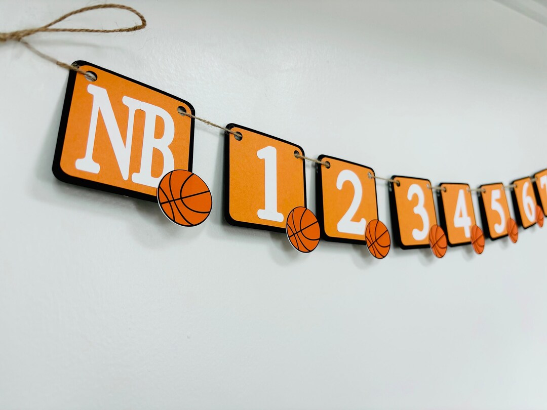Basketball First Birthday Monthly Photo Banner, Basketball Party ...