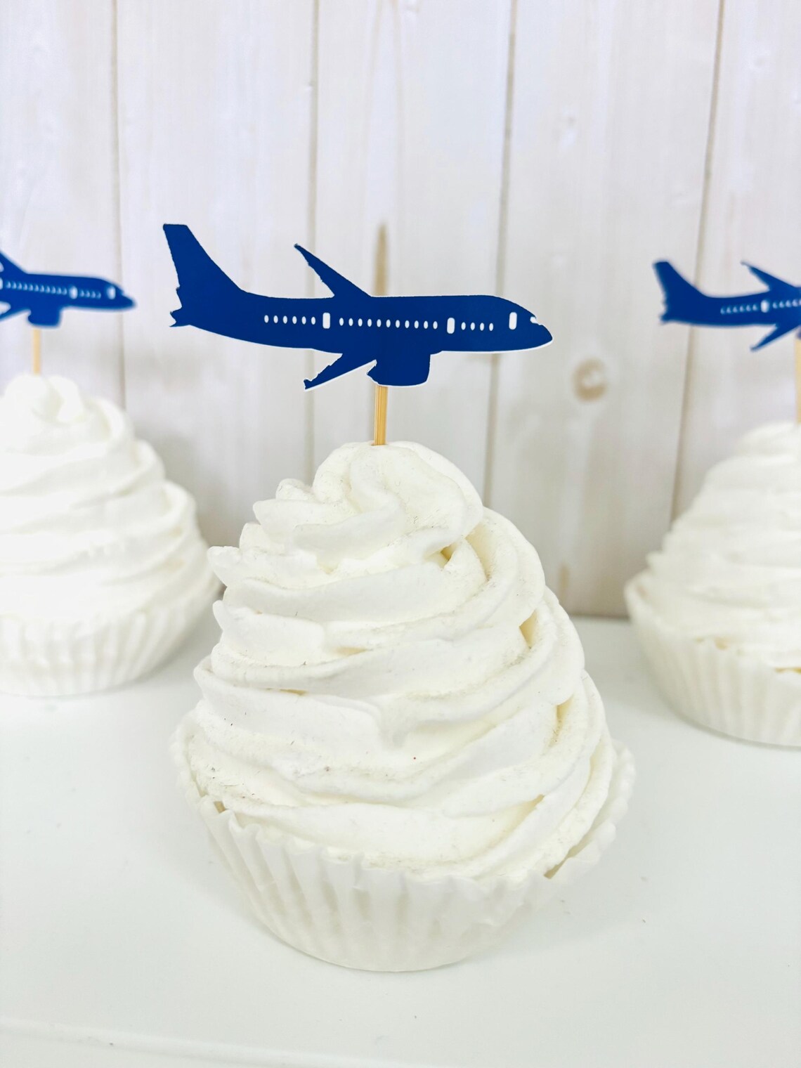 Airplane Cupcake Toppers, Time Flies Birthday Decor, 737 Jet Airplane ...