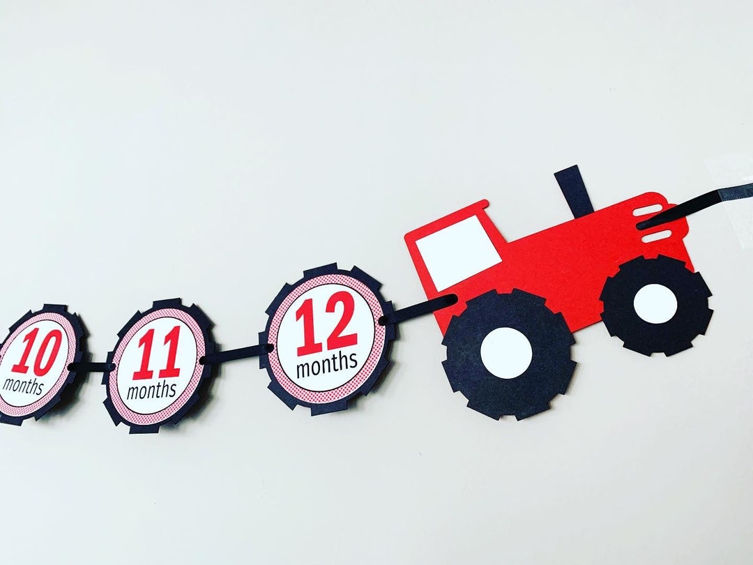 Red Tractor First Birthday Party Decorations, Red Tractor Photo Banner ...