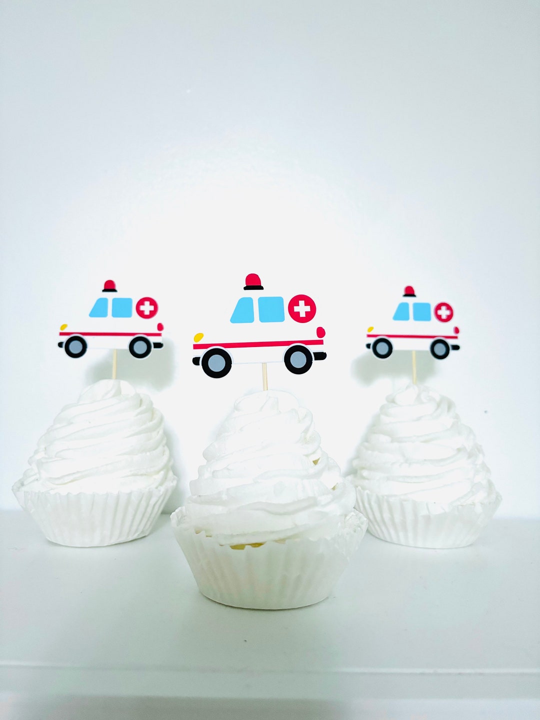 Ambulance Cupcake Toppers, Ems Birthday Party, Medic Birthday Party ...