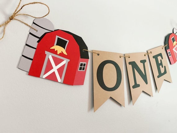 barn birthday decorations, barn banner, red barn high chair banner ...