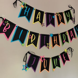 Neon Birthday Banner, Neon Party Decorations, Glow in the Dark Birthday ...