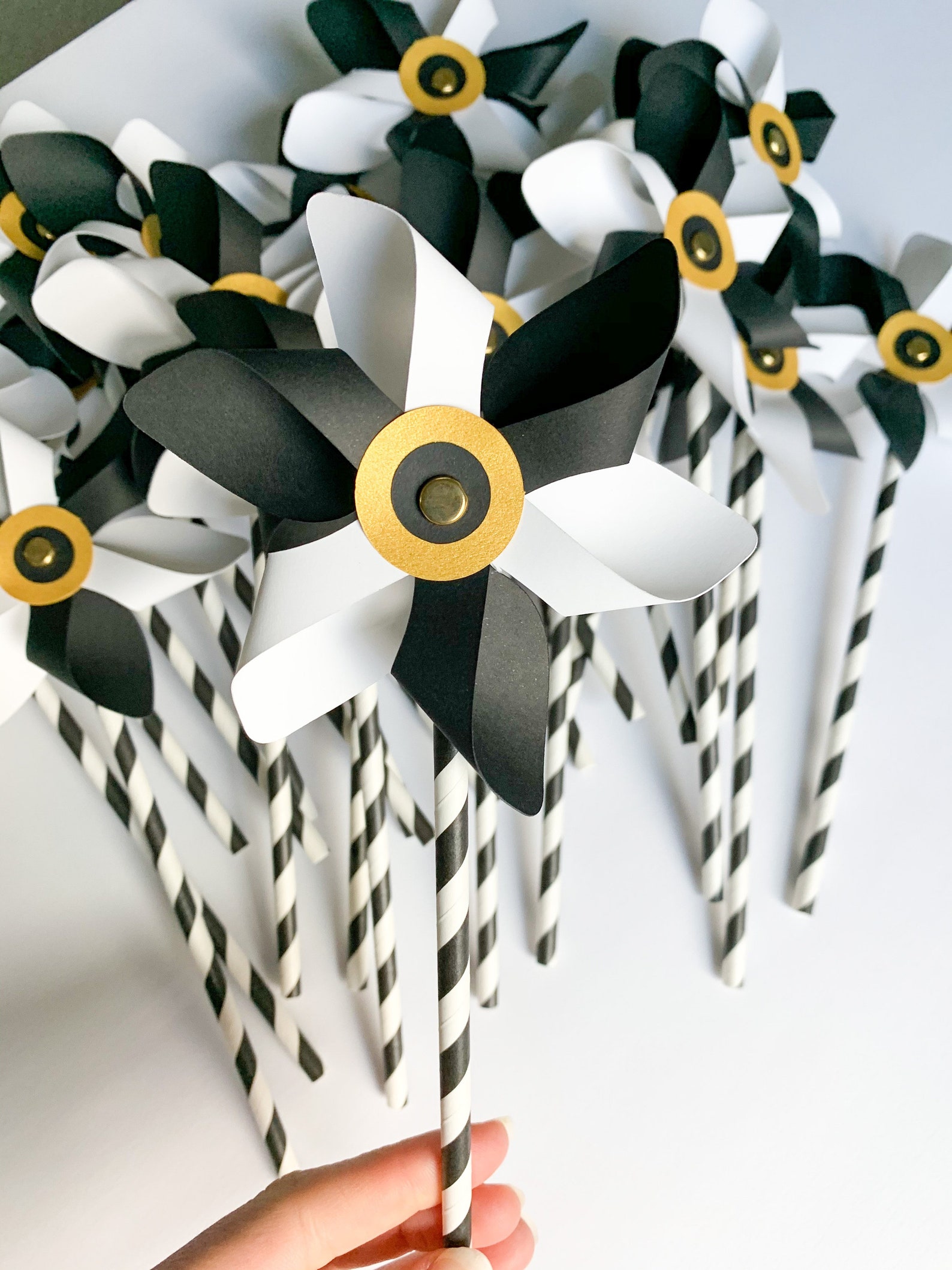 Black White Gold Pinwheelsblack White Gold Wedding Table - Etsy