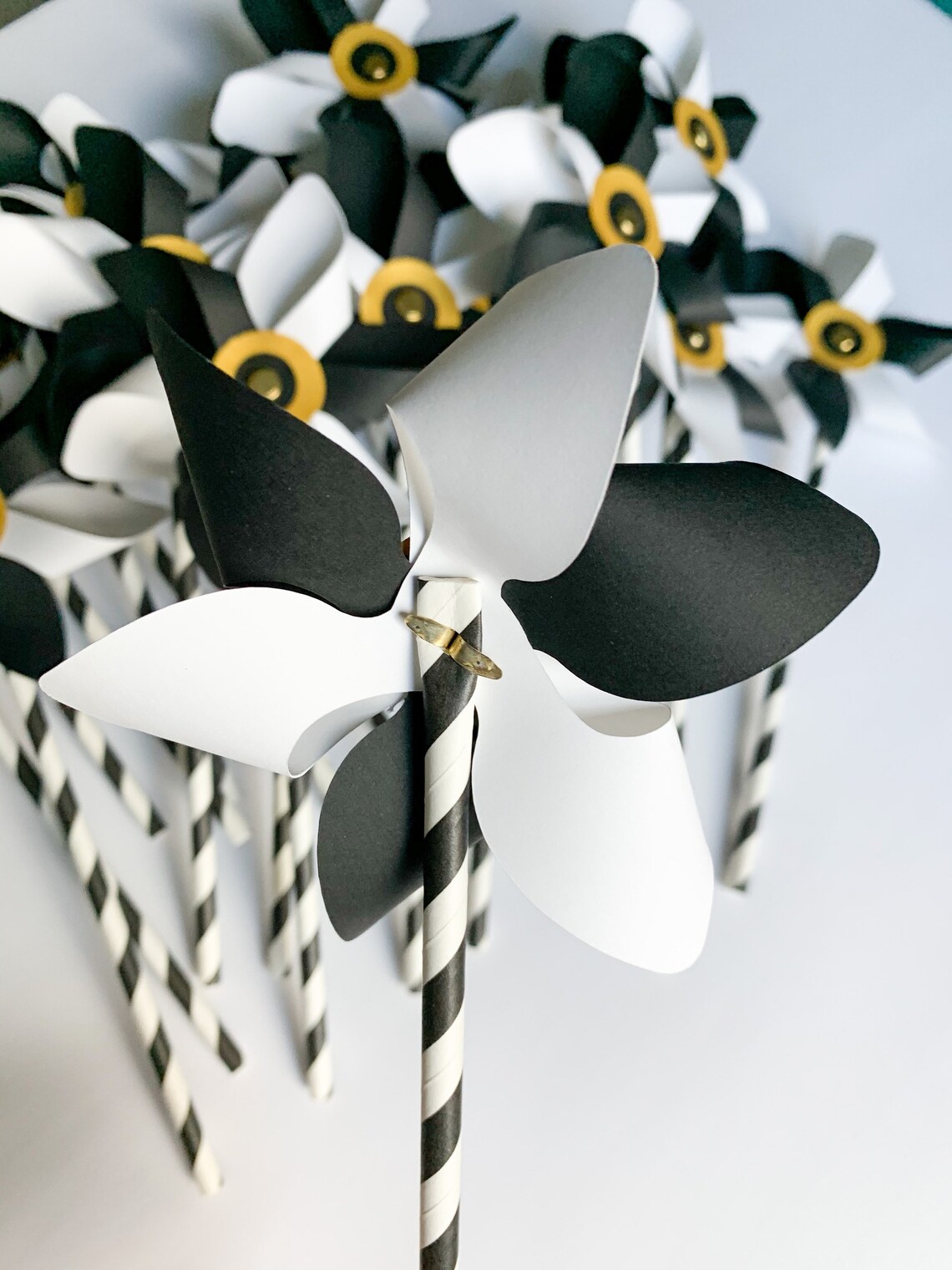 Black White Gold Pinwheelsblack White Gold Wedding Table - Etsy