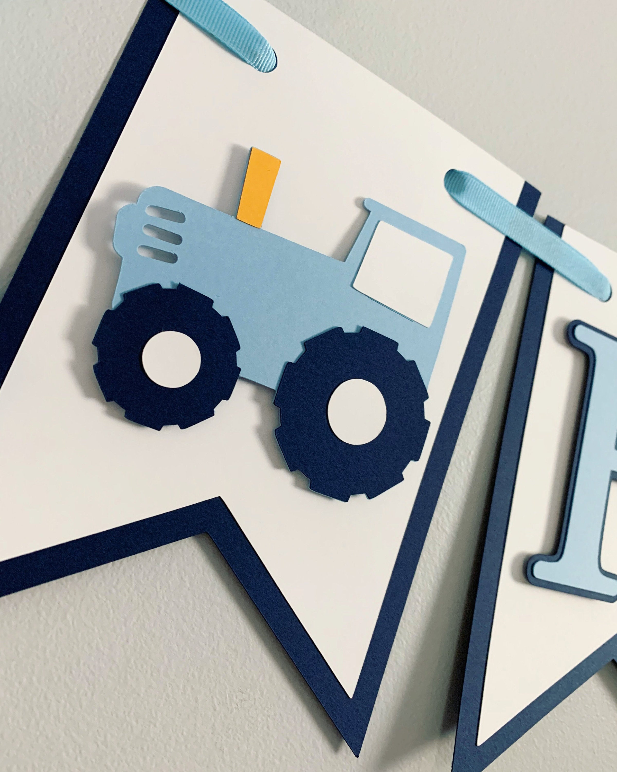 Blue Tractor Happy Birthday Banner Blue Tractor Decorations | Etsy