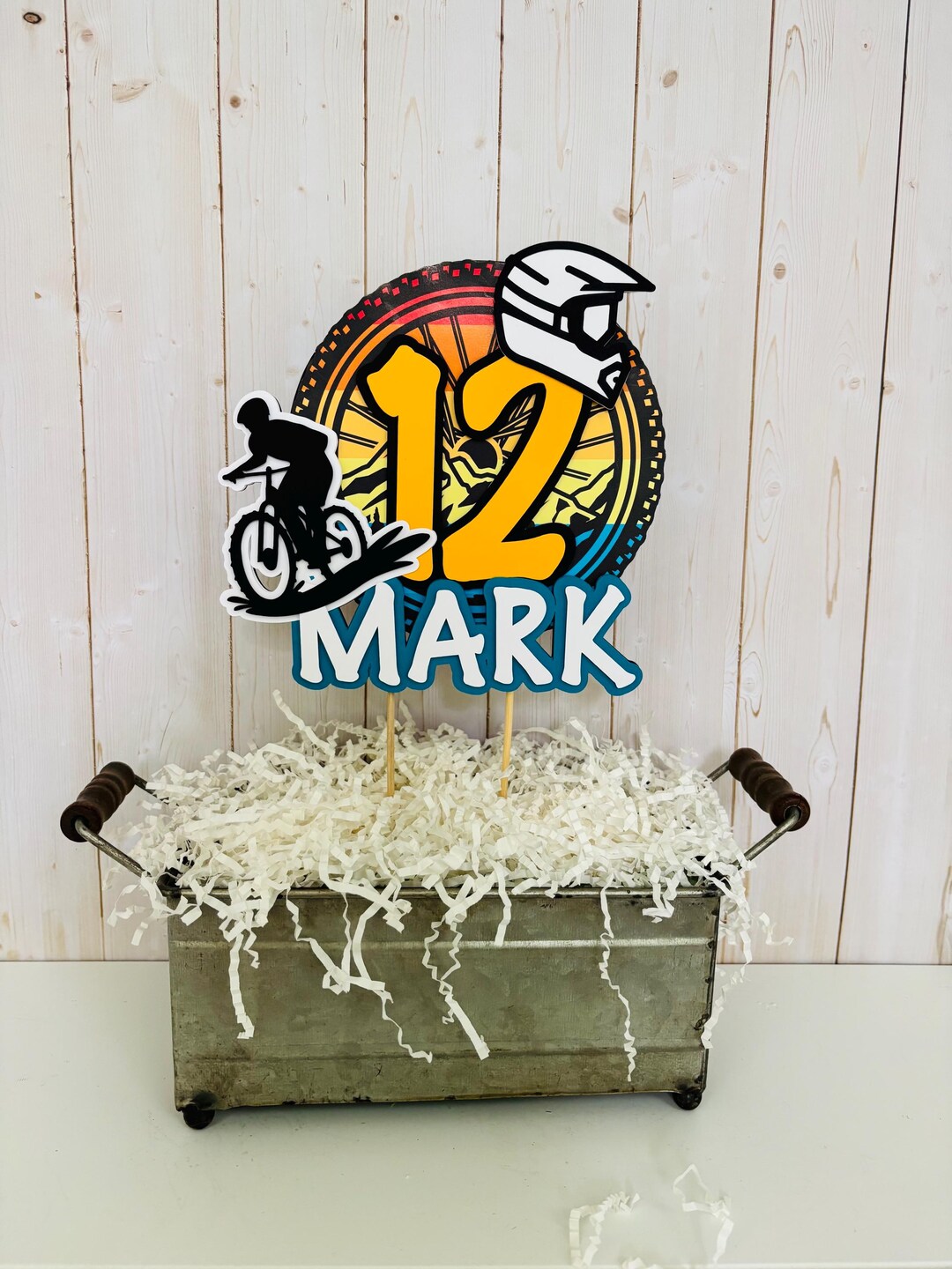 Mountain Bike Cake Topper, Mountain Bike Birthday, Full Face Helmet ...