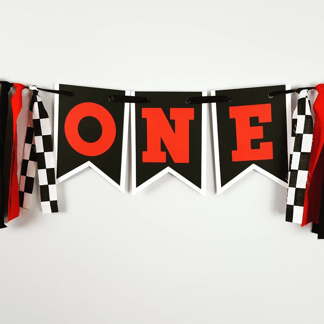 Race Car Birthday Decorations, Red Race Car High Chair Banner ...