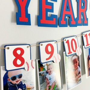 Baseball First Birthday Photo Banner, Rookie of the Year First Birthday ...