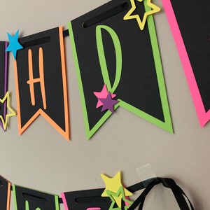 Neon Birthday Banner, Neon Party Decorations, Glow in the Dark Birthday ...