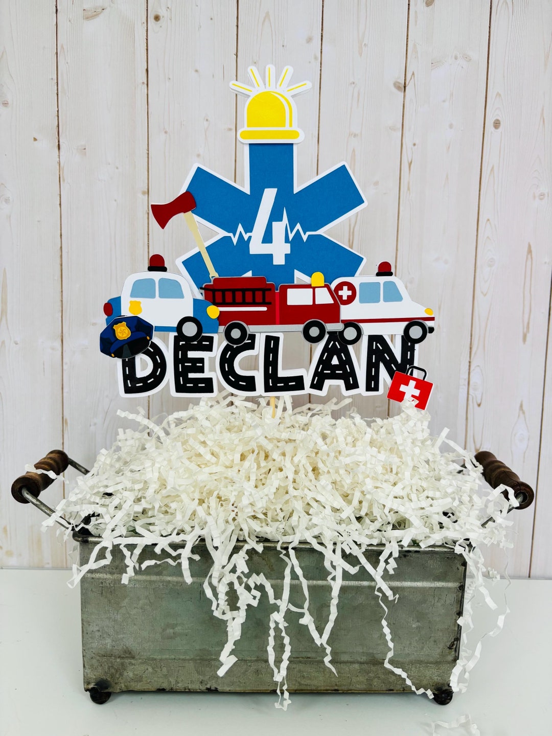 First Responders Cake Topper, Emergency Vehicles Birthday Party Decor ...