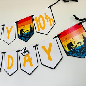 MTB Birthday Decorations, Mountain Bike Party Banner, Full Face Helmet ...