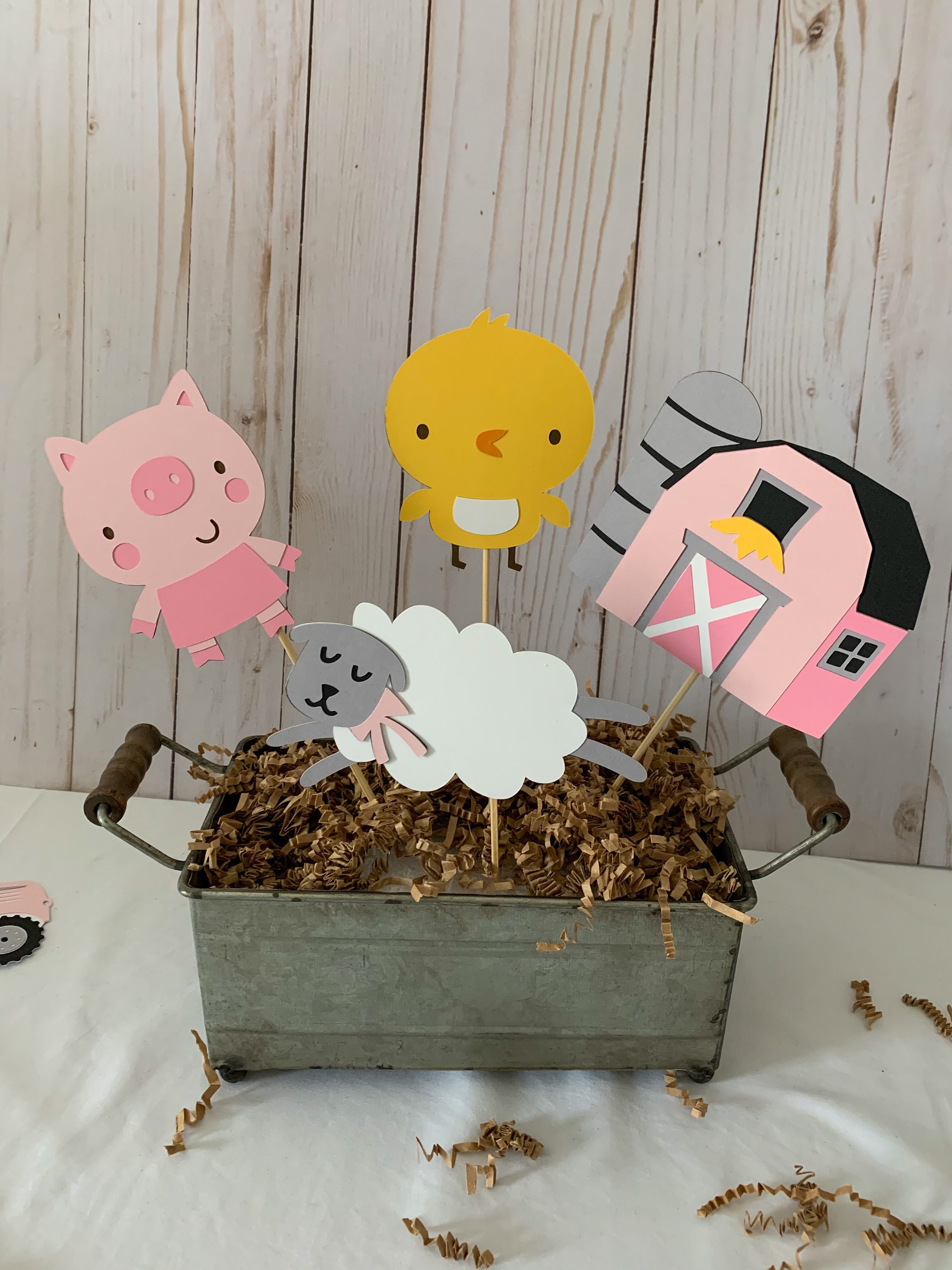 Pink barnyard animal decorationsbarnyard girl party | Etsy
