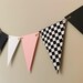 Pink Checkered Flag Racing Pennant Banner, Pink Girl Baby Girl Shower ...