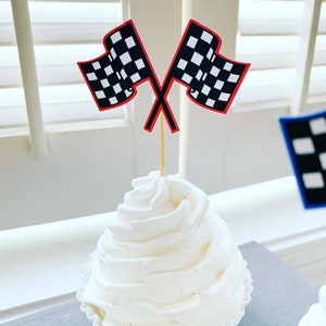 Checkered Flag Cupcake Toppers, Monster Trucks Party, Racing Party ...