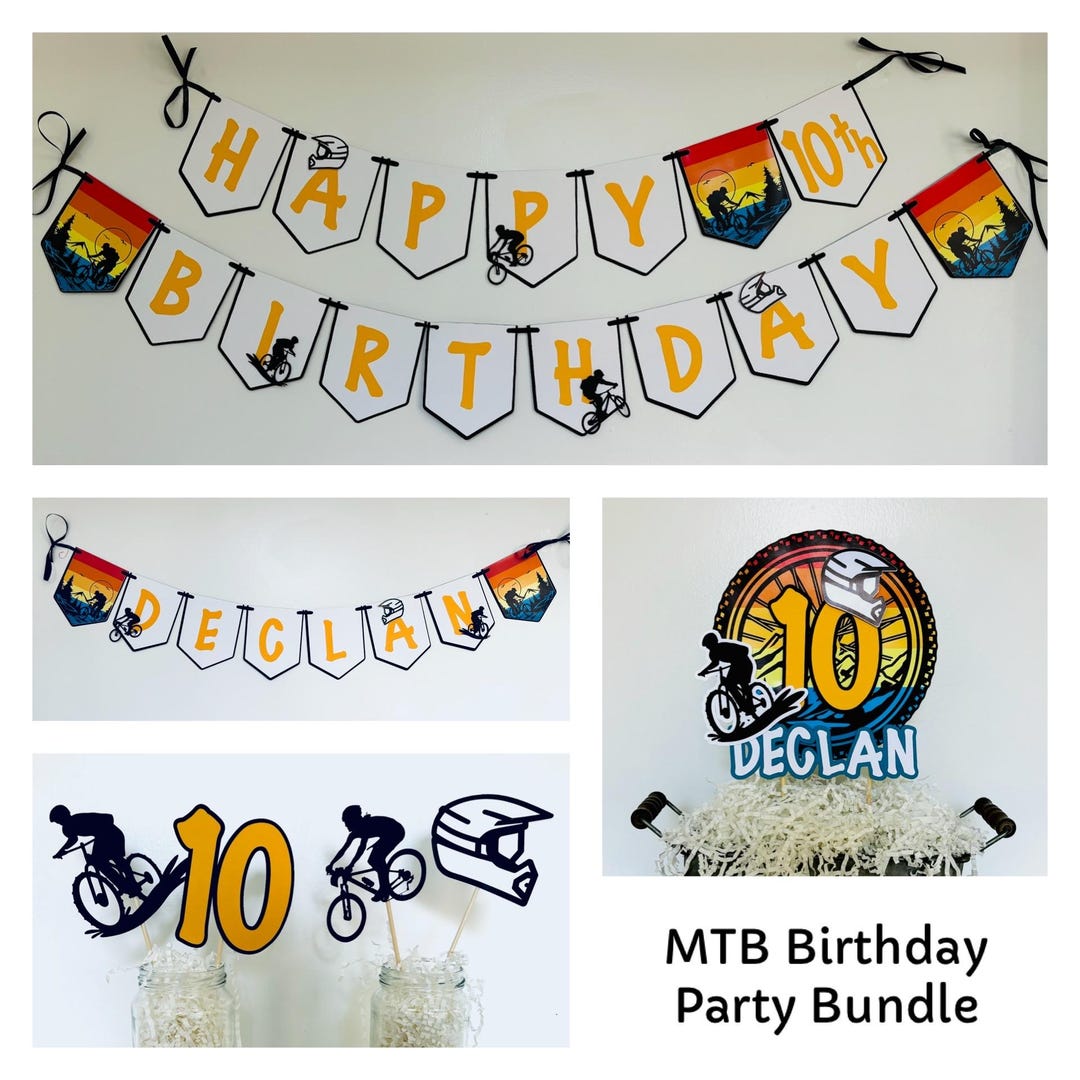 MTB Birthday Decorations Bundle, Mountain Bike Party, Full Face Helmet ...