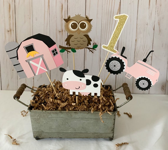 Pink Barnyard Animal Decorationsbarnyard Girl Party | Etsy