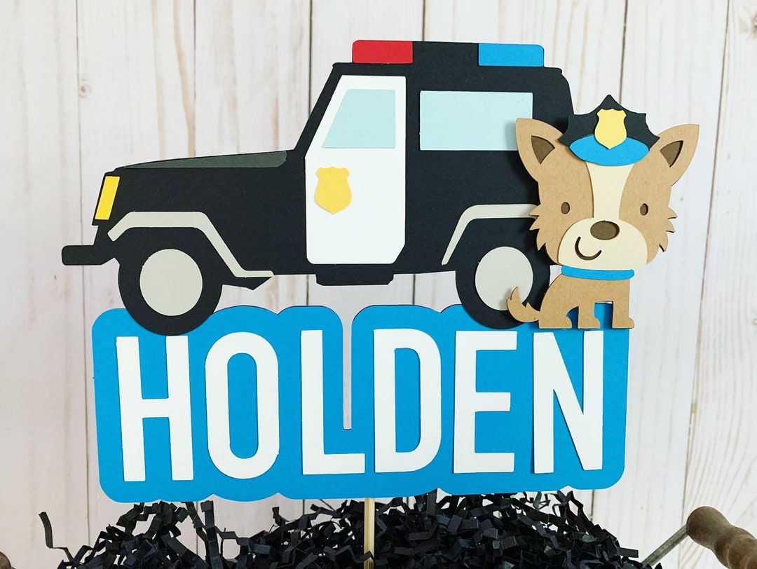 Police Cake Topper, Police Birthday Decorations, Police Dog Birthday ...