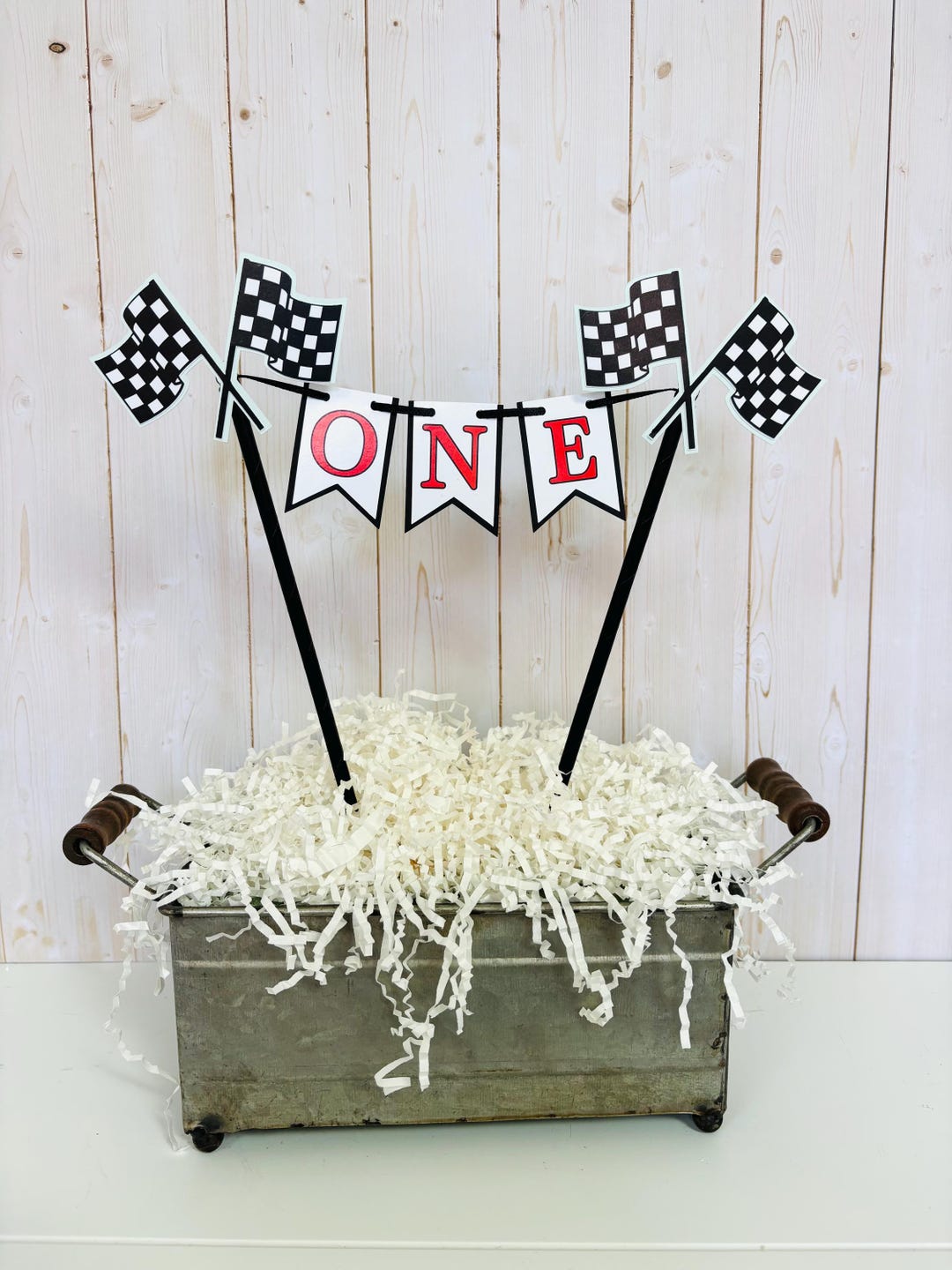 Checkered Flag Racing Cake Topper, Racing Birthday Party Decorations ...