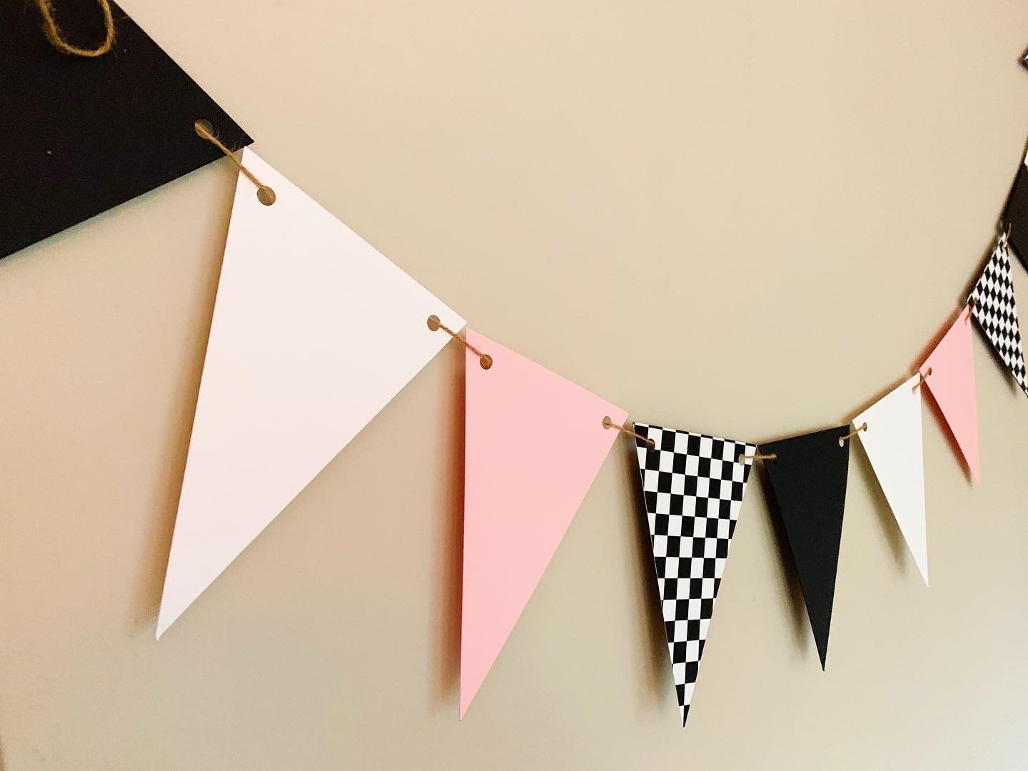 Pink Checkered Flag Racing Pennant Banner, Pink Girl Baby Girl Shower ...