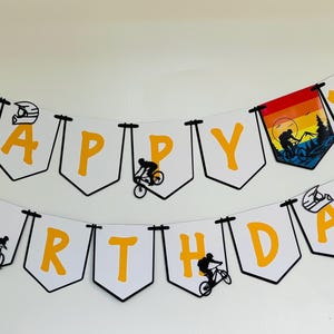 MTB Birthday Decorations, Mountain Bike Party Banner, Full Face Helmet ...