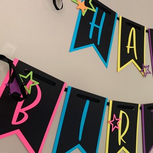 Neon Birthday Banner, Neon Party Decorations, Glow in the Dark Birthday ...