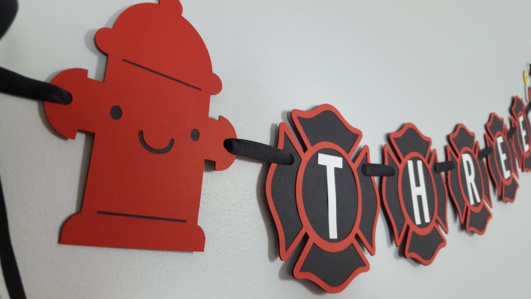 Fireman Age Banner, Firetruck Birthday Party Decorations, Firefighter ...