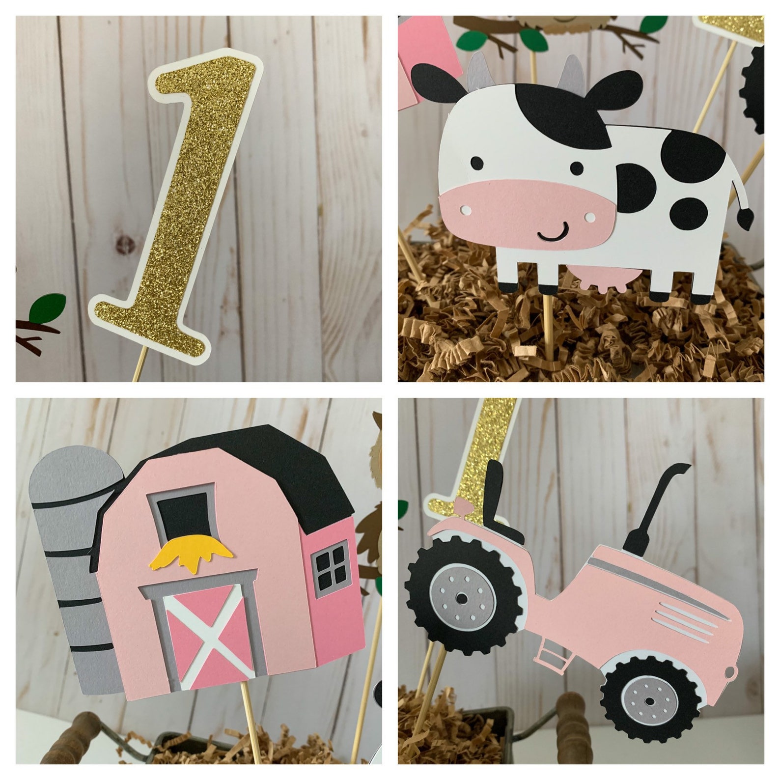 Pink Barnyard Animal Decorationsbarnyard Girl Party | Etsy
