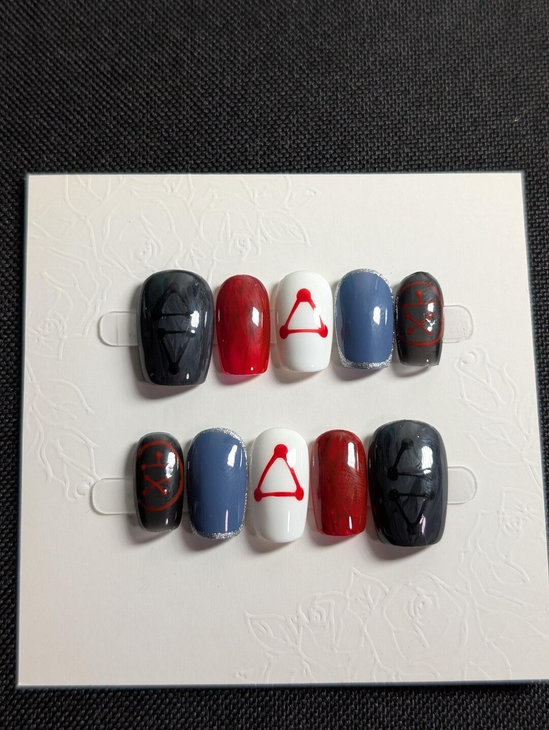 Megumi Inspired Press on Nails | Anime Cursed Energy Nail Set - Etsy