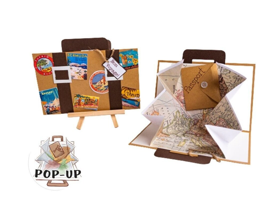 Vintage Suitcase Pop-up Card: Customizable Travel Gift - Etsy