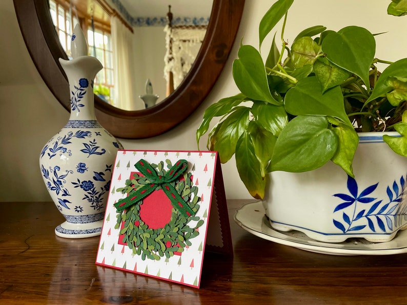 3D Christmas Wreath Card: Handmade Holiday Greeting, Personalized ...