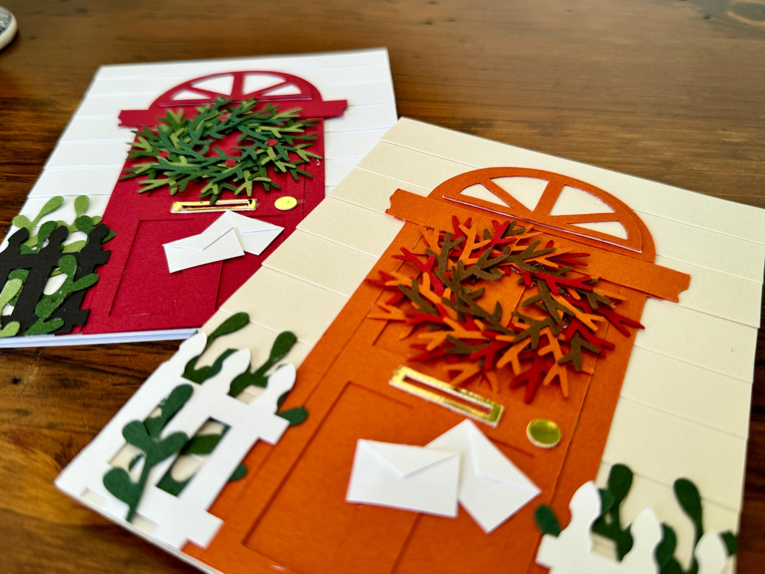 Cozy Christmas Door Card, Personalized Holiday Greeting, Handmade ...