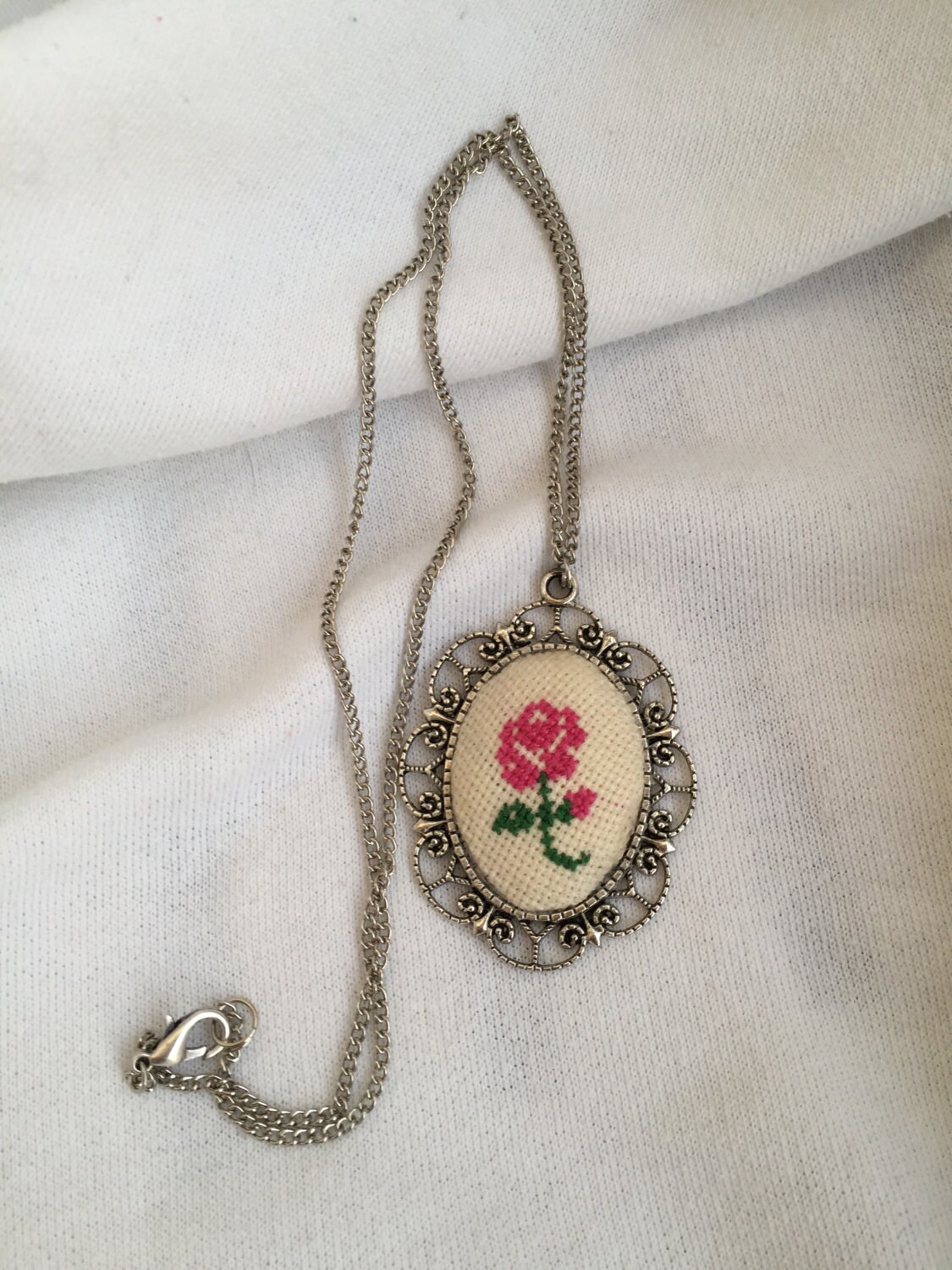 Cross Stitch Necklace Cross Stitch Pendant Necklace Cross | Etsy