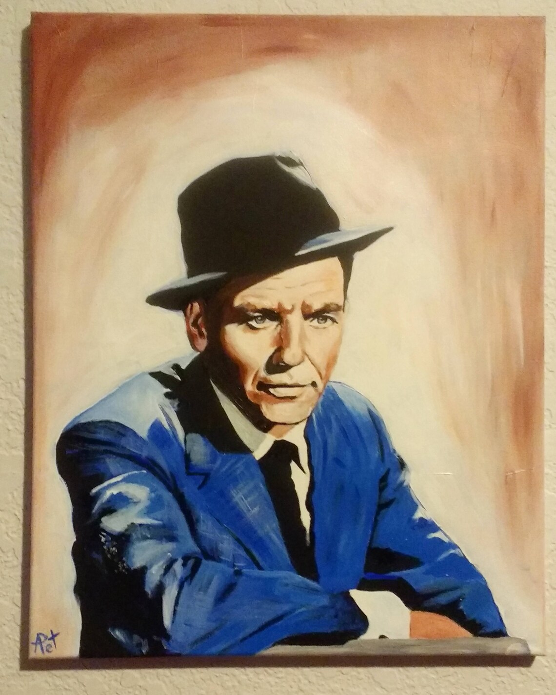 Frank Sinatra Painting, Original Acrylic Portrait on Canvas, Retro ...