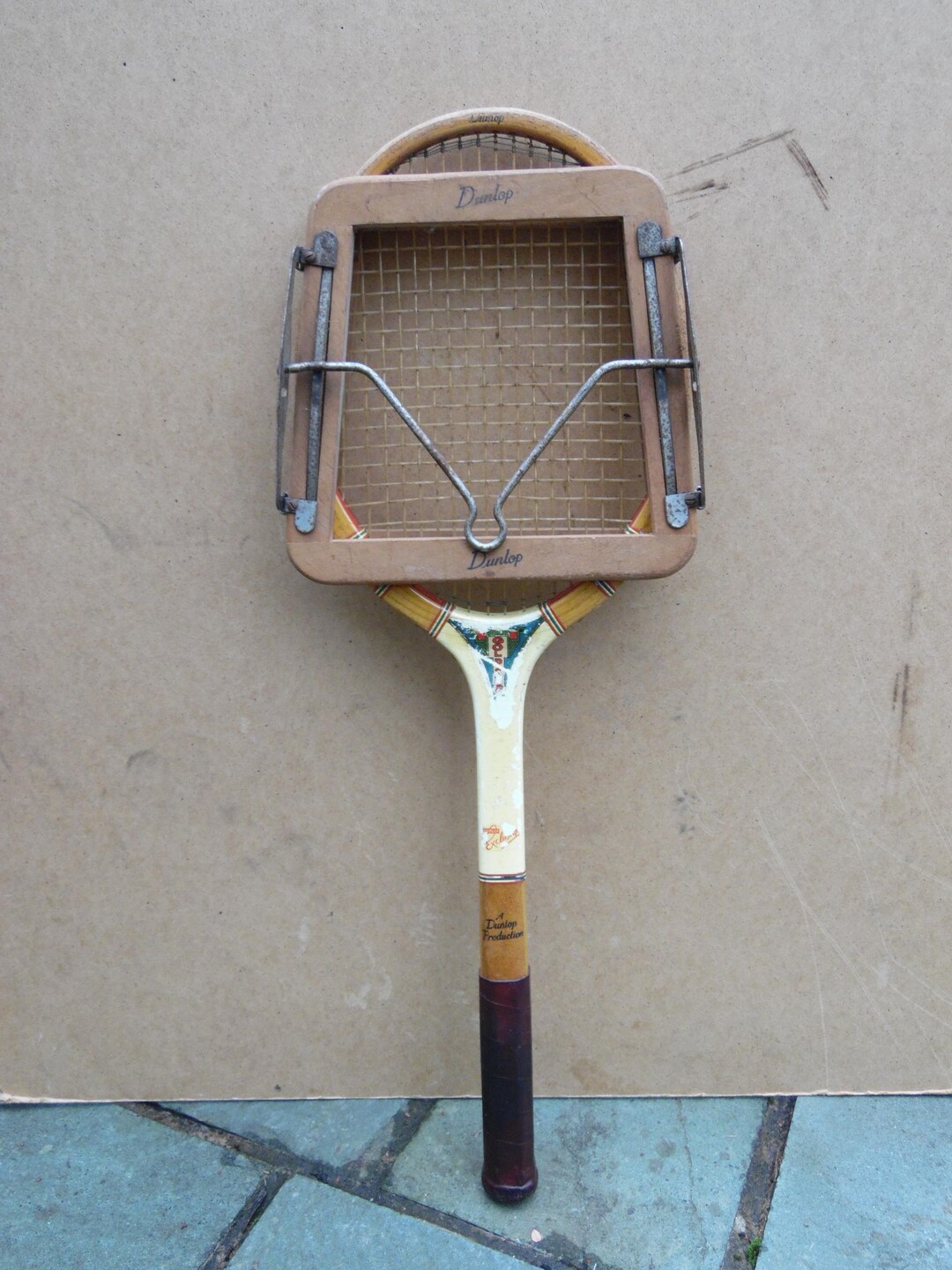 Vintage Lawn Tennis DUNLOP GOLD WING Wooden Tennis Racket & Dunlop Head ...