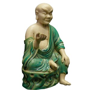 Chinese Handmade Green Ceramic Lo Hon Holding a Bead Seating - Etsy