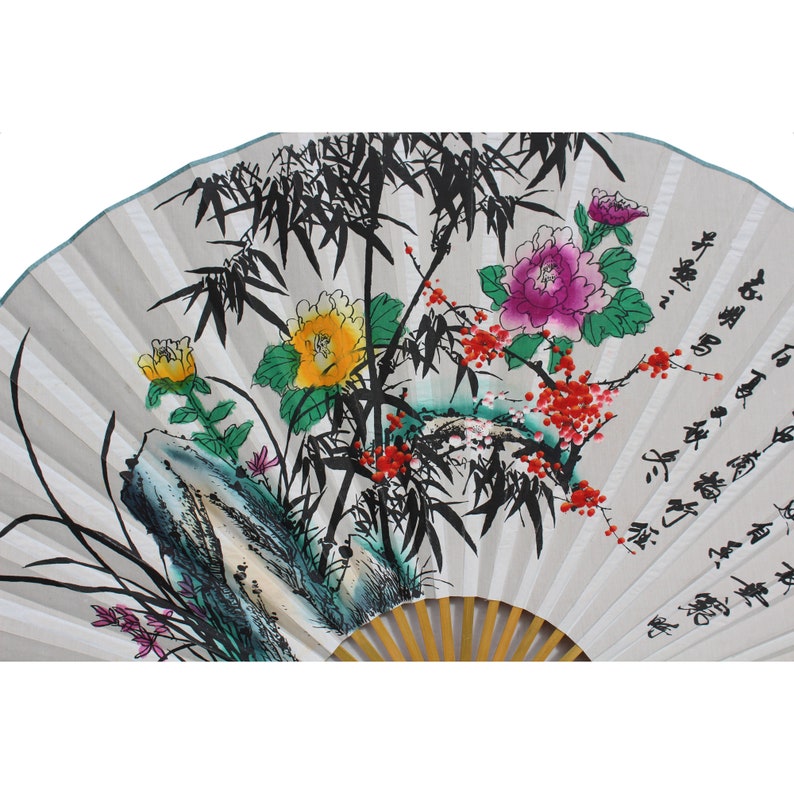 Chinese Handmade Fan Shape Flower Theme Paper Painting Cs5633e - Etsy