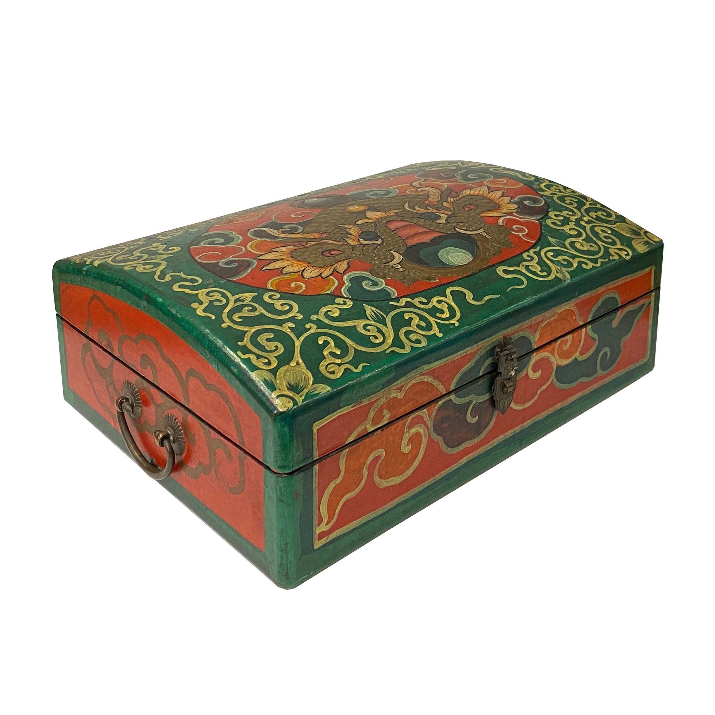 Tibetan Style Dimensional Foo Dog Head Graphic Rectangular Box | Etsy