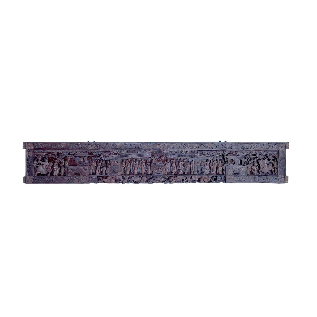 Chinese Vintage Dimensional Opera People Horses Carving Wood Wall Art ...