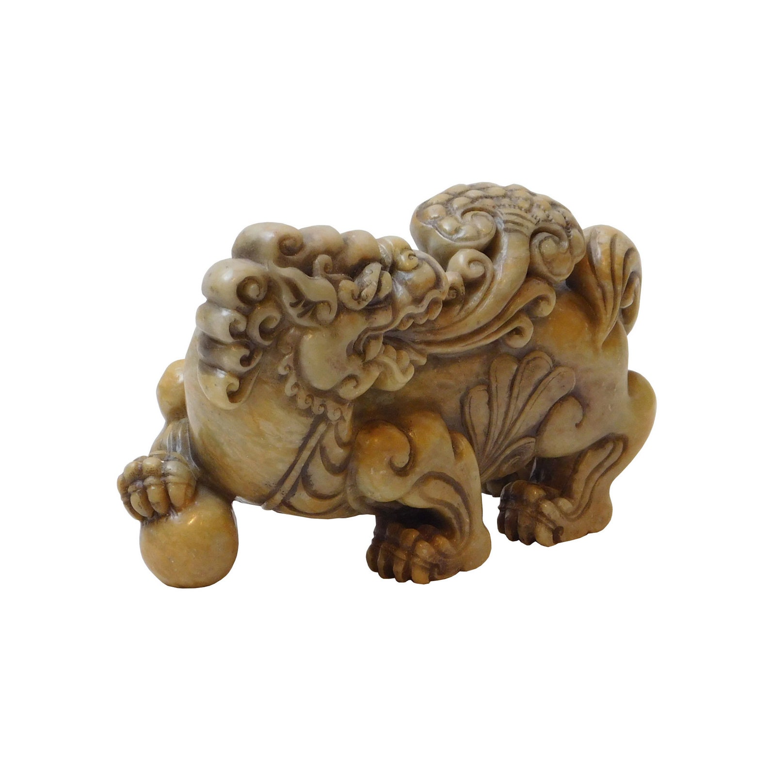 Asian Mythology Lucky Feng Shui Foo Dog Statue With Luyi and - Etsy