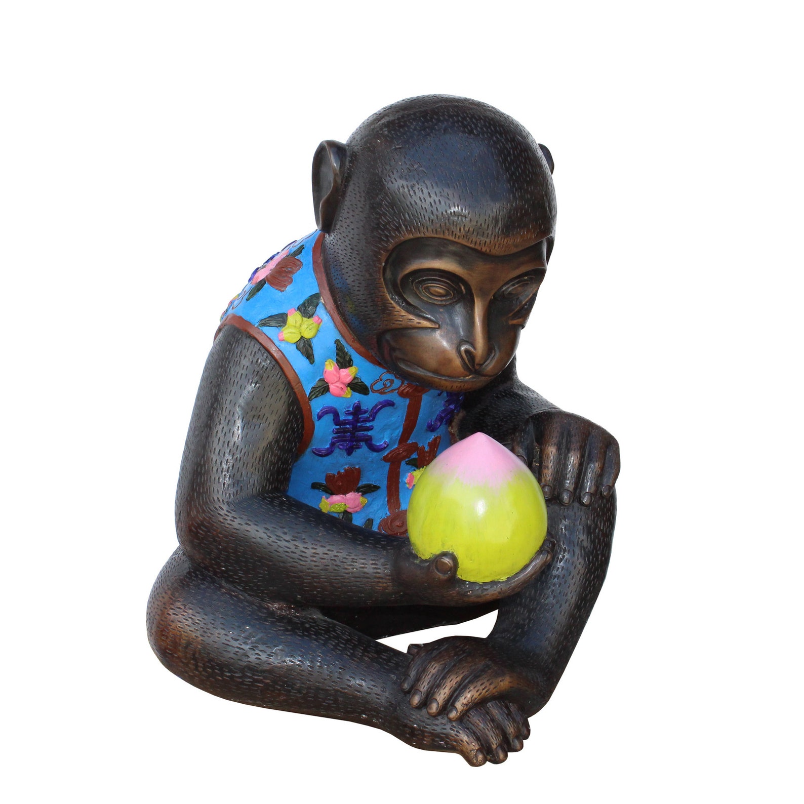 Handmade Brown Bronze Metal Ape Monkey With Peach Figure | Etsy