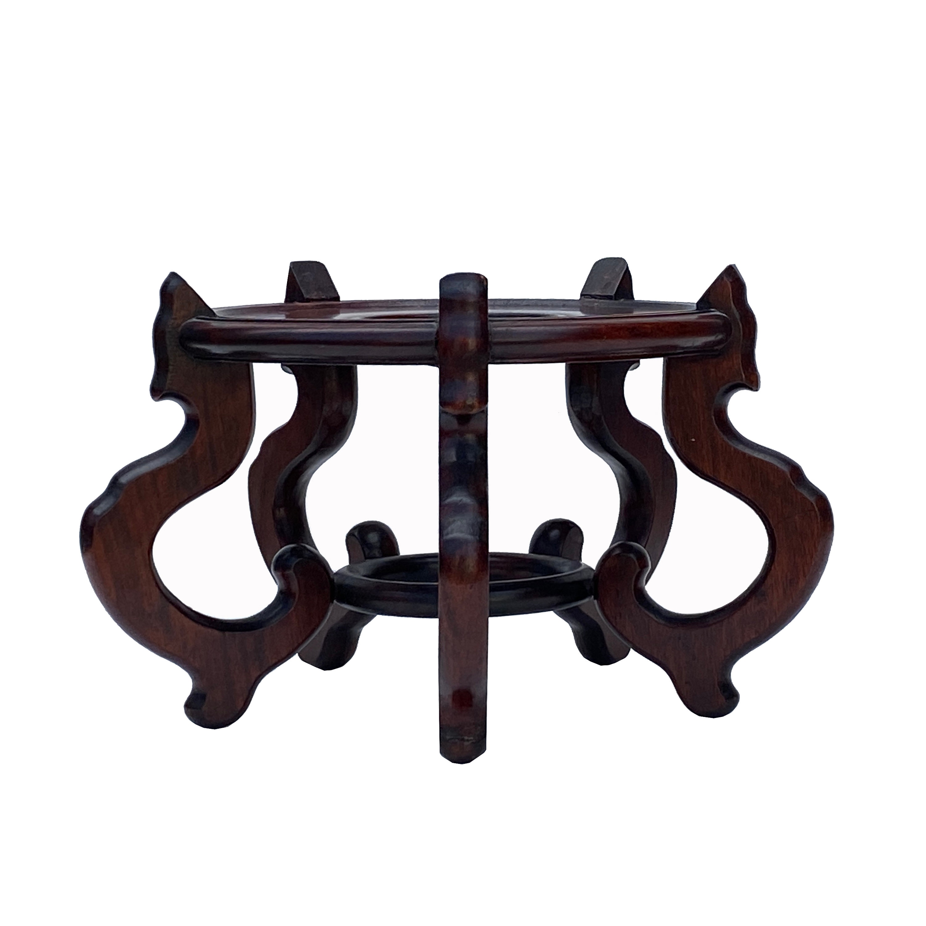 Chinese Brown Wood Round Table Top Stand Display Easel - Etsy