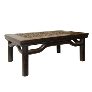Brown Oriental Round Legs Dragon Rectangular Display Table Stand ...
