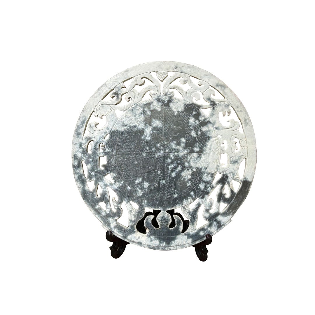 Oriental Stone Ritual Mythical Motif Round Display Plaque Art Ws4889e ...