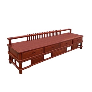 Zen Chinese Brown Wood Bar Panel Bench Low Cabinet Cs7543e - Etsy