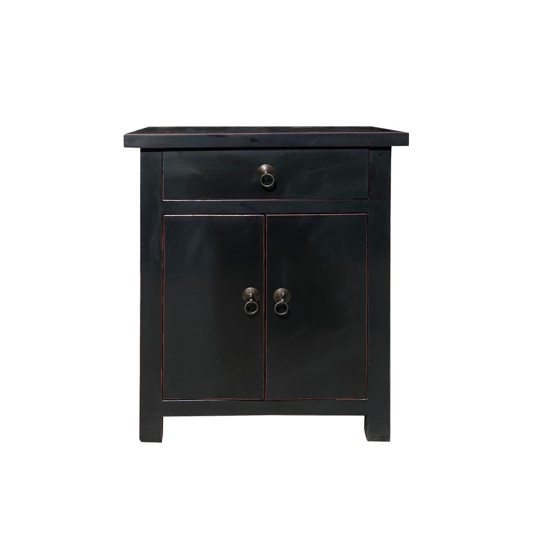 Chinese Black One Drawer Simple End Table Nightstand Cs7426e - Etsy