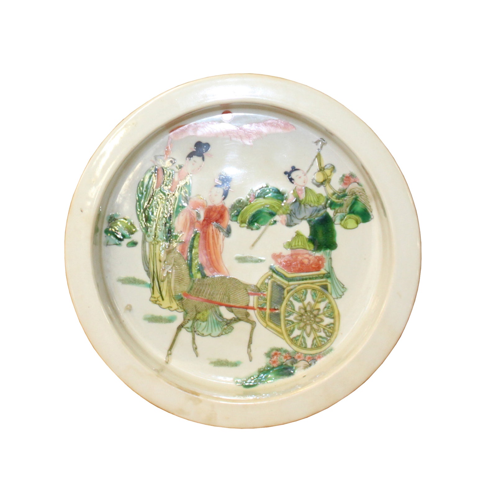 Chinese Distressed off White Porcelain People Scenery Plate Ws1083e - Etsy